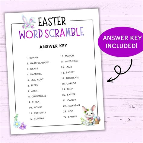 Easter Word Scramble Printable