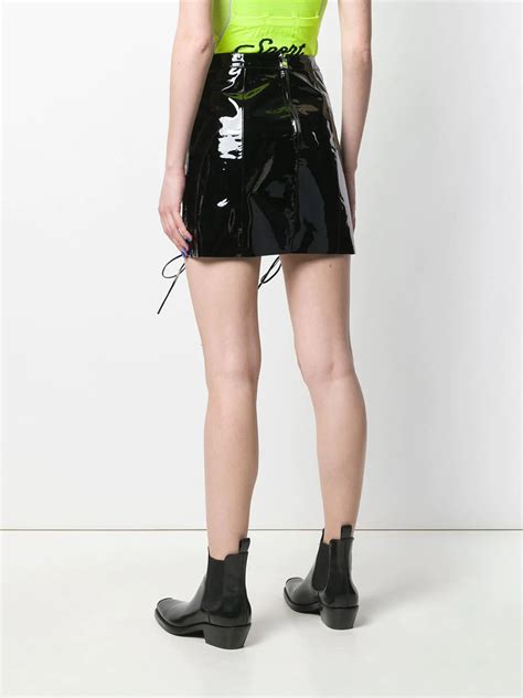 Black Leather Lace Up Detail Mini Skirt Maker Of Jacket