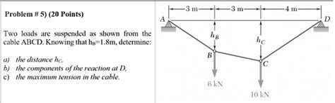 Problem 5 20 Points Two Loads Are Suspended As Shown From The Cable Abcd Knowing That Hb 1