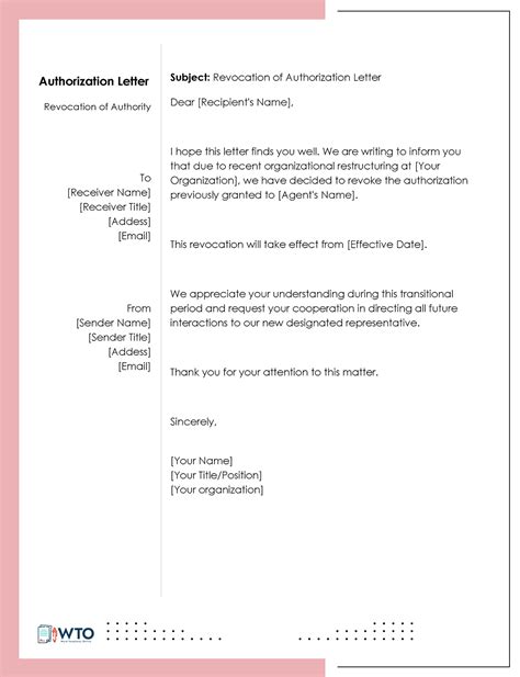 Revocation Of Authorization Sample Letters