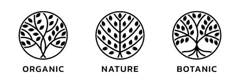 나무 로고 또는 아이콘 세트입니다 추상적 인 자연 상징 식물 유기농 에코 서클 기호 자연스러운 개념입니다 벡터 그림입니다 나무에 대한 스톡 벡터 아트 및 기타 이미지