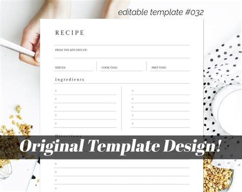 Recipe Template Etsy Recipe Template Templates Receipt Template