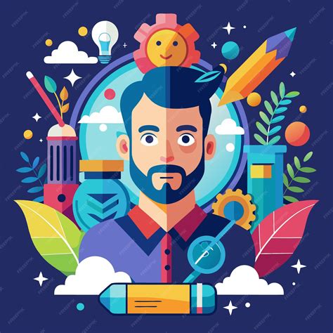 Creative Workspace Illustration Vibrant Office Design With