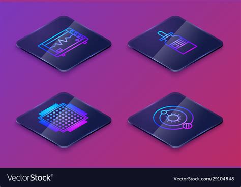 Set Isometric Line Computer Monitor Royalty Free Vector
