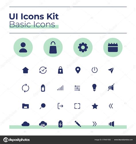basic icons kit settings glyph vector symbols set upload file stock