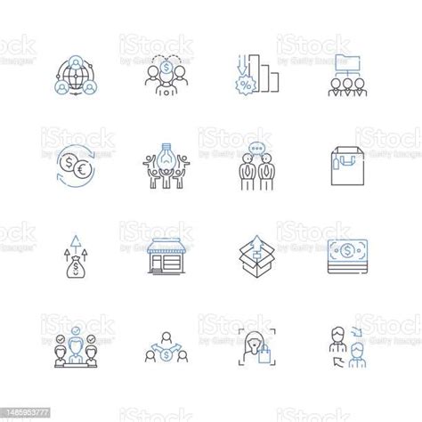 제품 마케팅 라인 아이콘 모음입니다 세분화 포지셔닝 프로모션 브랜딩 광고 시장 조사 틈새 벡터 및 선형 일러스트레이션 고객