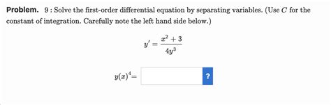 Solved Problem 9 Solve The First Order Differential