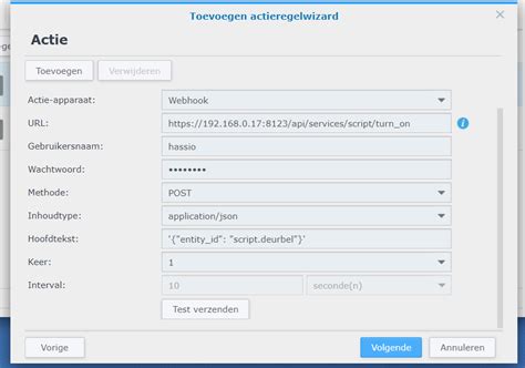 Webhookcurljsonrest Api From Synology Actions To Trigger A