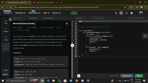 Problemsolving Coding Arrays Datastructures Java Geeksforgeeks Vishnu Bhatt