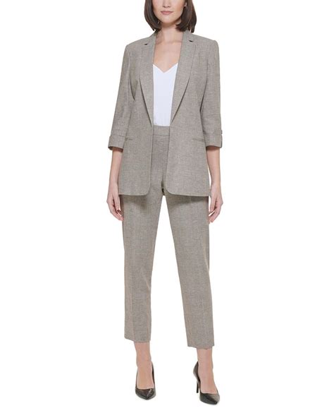 Calvin Klein Petite Linen Glen Plaid Blazer Macys
