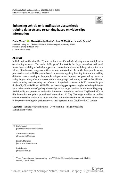 Pdf Enhancing Vehicle Re Identification Via Synthetic Training Datasets And Re Ranking Based