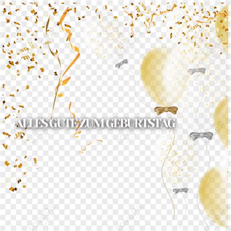 독일어로 황금 가루 생일 일러스트 파티 인사말 카드골든풍선 Png 일러스트 무료 다운로드 Lovepik
