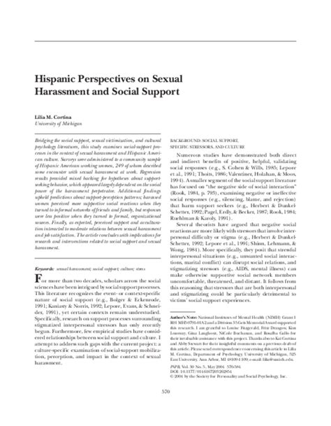 Pdf Hispanic Perspectives On Sexual Harassment And Social Support