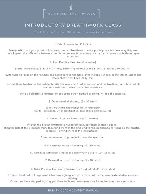 Introductory Breathwork Class Pdf Breathing Meditation