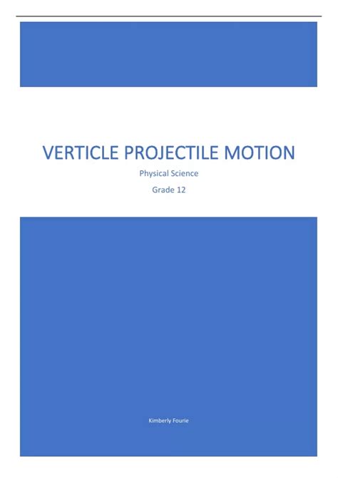 Summary Vertical Projectile Motion Physical Sciences Grade 12 Physical Sciences Stuvia Sa