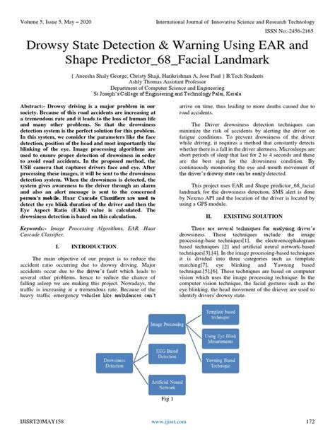 Drowsy State Detection And Warning Using Ear Pdf Global Positioning