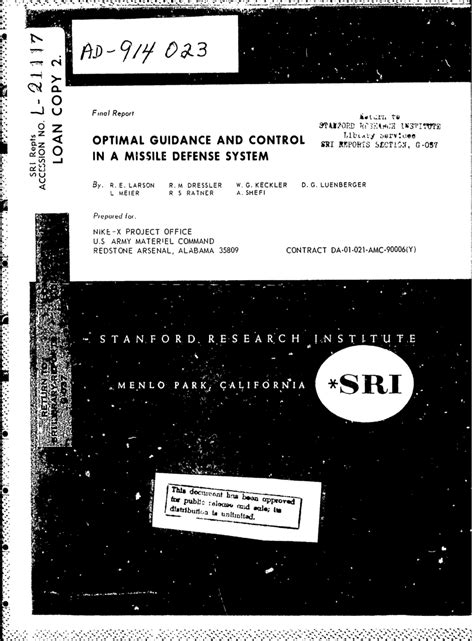 Pdf Optimal Guidance And Control In A Missile Defense System
