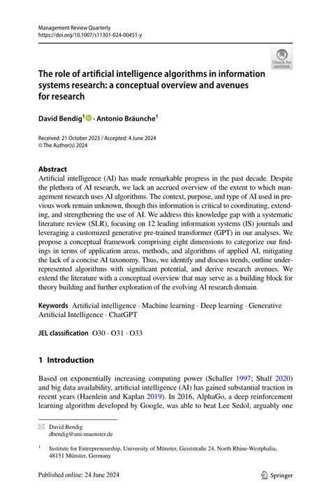 Pdf The Role Of Artificial Intelligence Algorithms In Information
