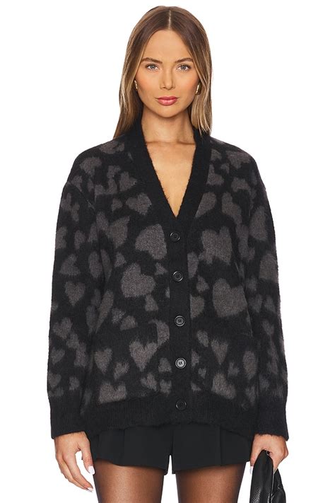 Anine Bing Banks Cardigan In Grey And Black Heart Revolve