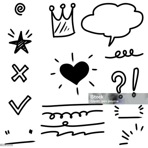 Set Of Hand Drawn Doodle Elements For Concept Design Isolated On White Background Vector