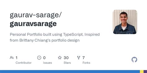 Github Gaurav Saragegauravsarage Personal Portfolio Built Using Typescript Inspired From