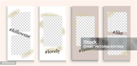 트렌디한 편집 가능한 Instagram 이야기 템플릿 벡터 일러스트 레이 션 금 금속에 대한 스톡 벡터 아트 및 기타 이미지 금 금속 모던 양식 반짝이 Istock