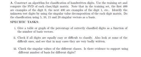 A Construct An Algorithm For Classification Of Chegg Com