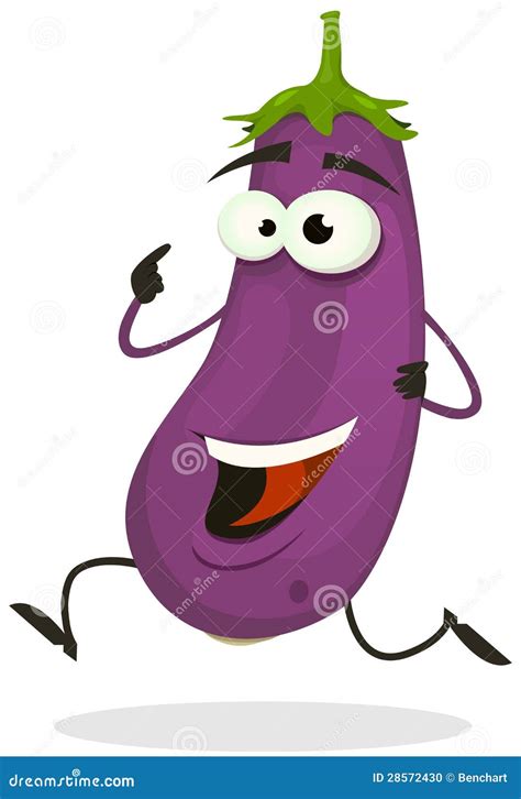 Eggplant Character Cute Ripe Violet Eggplant Character With Grain