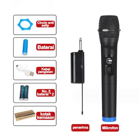 Mic Wireless Original Mic Microphone Karaoke Profesional Wireless MIC 2 Double Free Sarung Mic