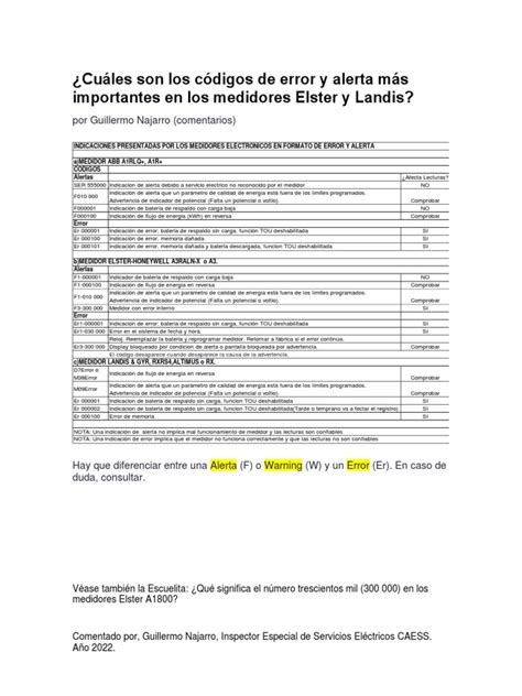 Códigos De Error Y Advertencias Actualizado Pdf