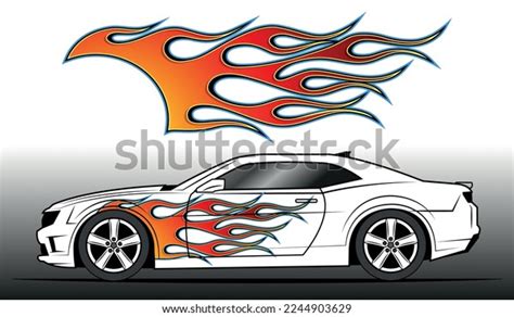 Fire Flames Racing Car Decal Vector Stock Vector Royalty Free