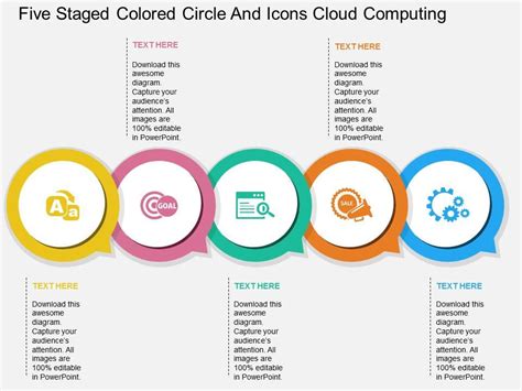 Ol Five Staged Colored Circle And Icons Cloud Computing Flat Powerpoint Design PowerPoint