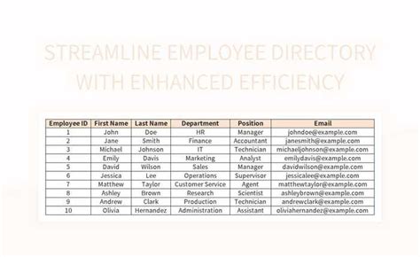 Improving Employee Directory Efficiency For Streamlined Operations Excel Template Free