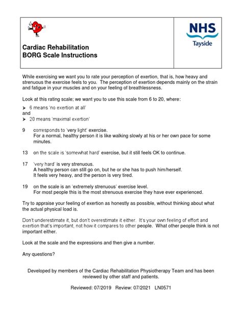Borg Scale Instructions Pdf