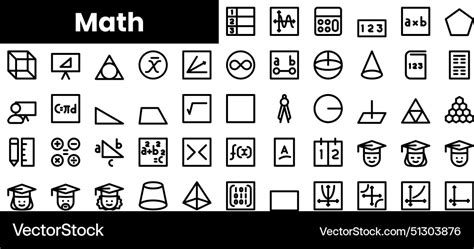 Set Of Outline Math Icons Minimalist Thin Linear Vector Image