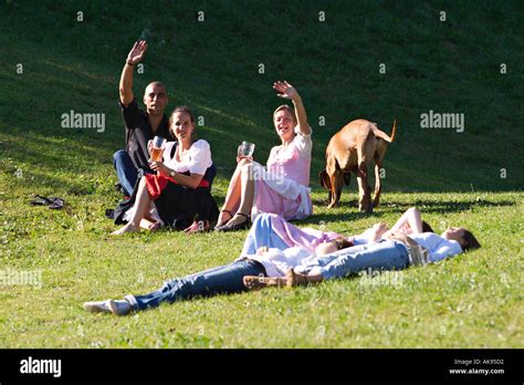 English Garden In Munich Bavaria Stock Photo Alamy