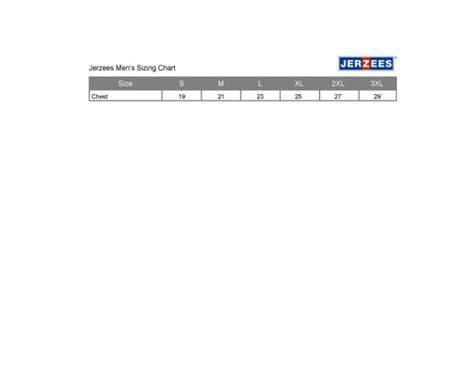 Jerzees® Sizing Chart Crt Apparel