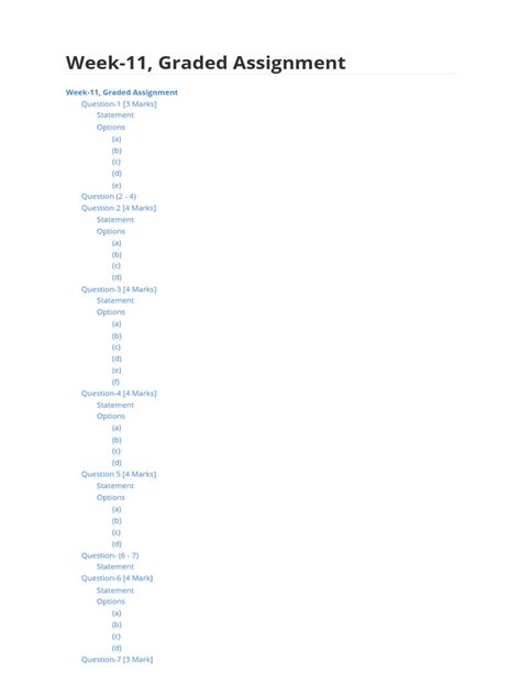 Week 11 Graded Unanswered Pdf Matrix Mathematics Combinatorics