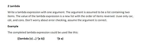 Solved 2 Lambda Write A Lambda Expression With One Argument
