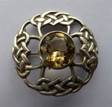 Scottish Silver Brooch Stylish 1970s James Coull Design With Small
