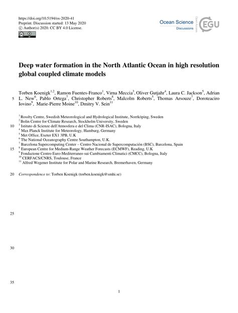 Pdf Deep Water Formation In The North Atlantic Ocean In High
