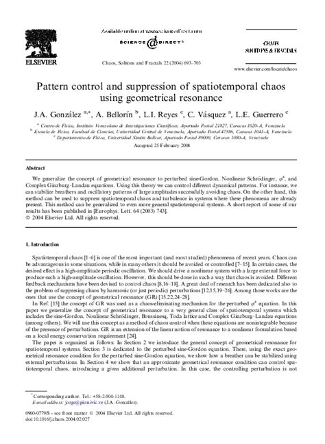 Pdf Pattern Control And Suppression Of Spatiotemporal Chaos Using