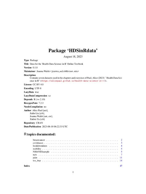 Fillable Online Cran R Project The Ultimate Guide To The Hdsinrdata Package In R R Basics Fax