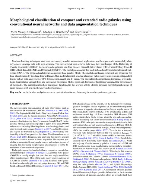 Pdf Morphological Classification Of Compact And Extended Radio Galaxies Using Convolutional