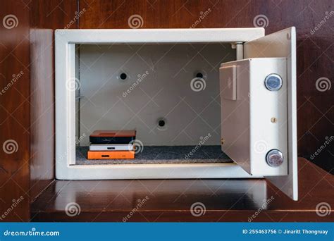 Security External Hard Drive In Open Metal Safe External Hard Disk Containing Confidential And