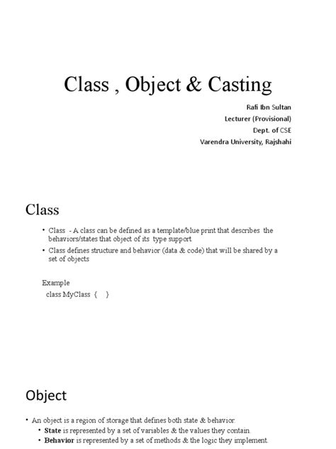 Class Object And Casting Pdf Constructor Object Oriented Programming Programming