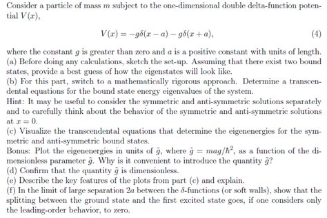 Solved Consider A Particle Of Mass M Subject To The