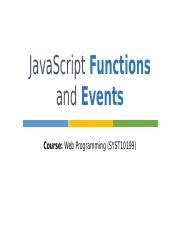 04 Functions And Events Pptx JavaScript Functions And Events Course