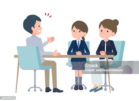 교사와 부모와 자식의 3자 면담 가족에 대한 스톡 벡터 아트 및 기타 이미지 가족 결정 교복 Istock