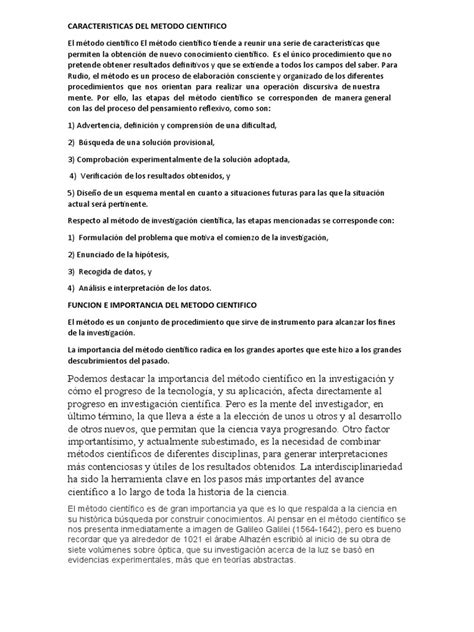 Caracteristicas Del Metodo Cientifico Pdf Método Científico